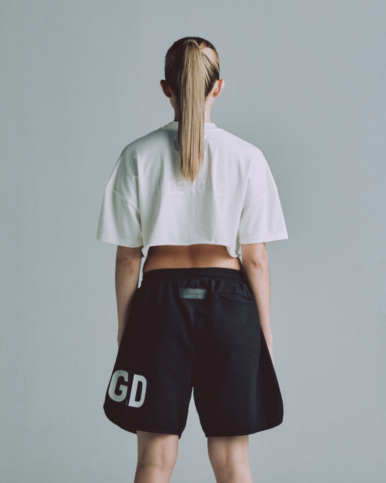 Line Logo Crop Top White