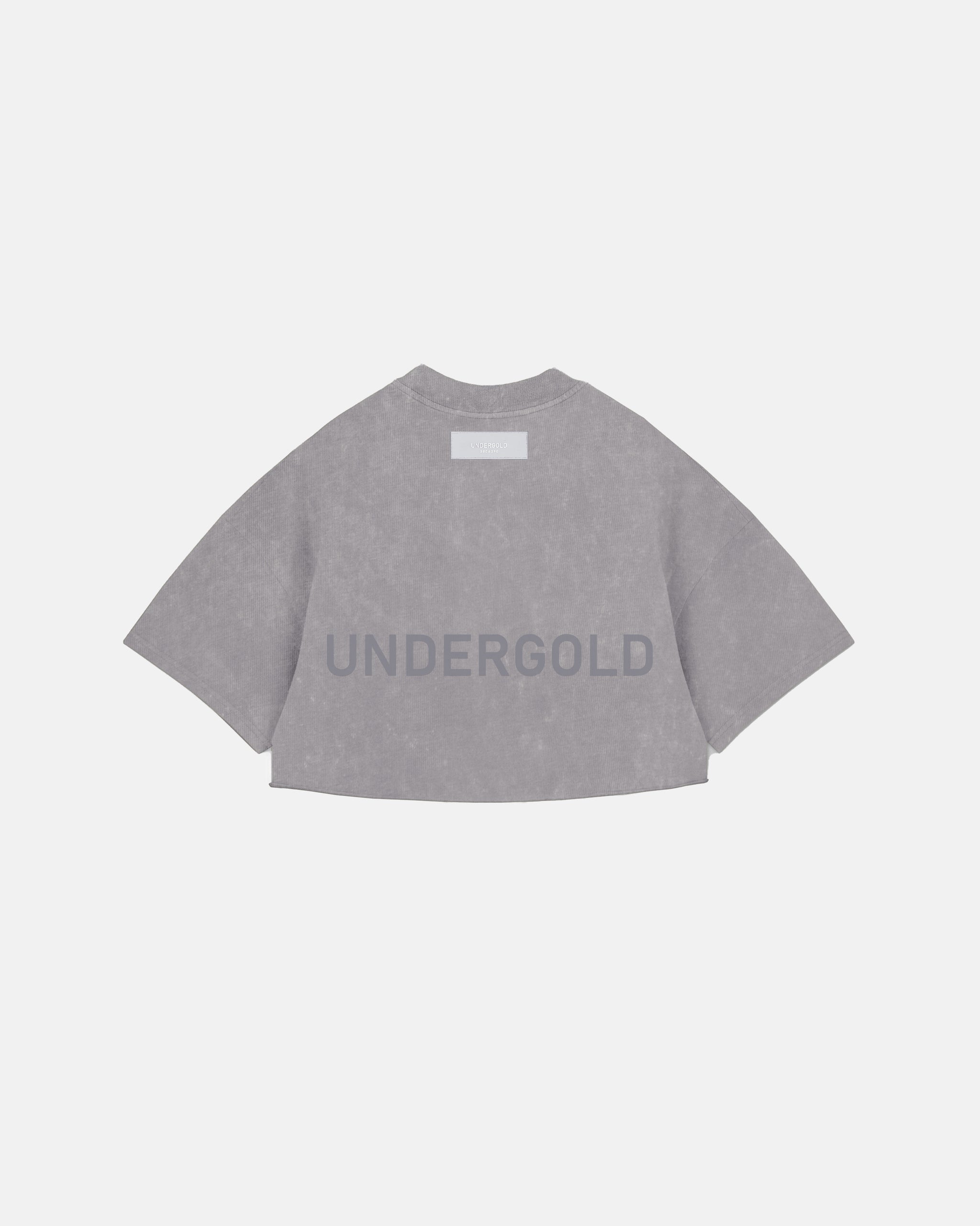 Line Logo Crop Top Washed Gray